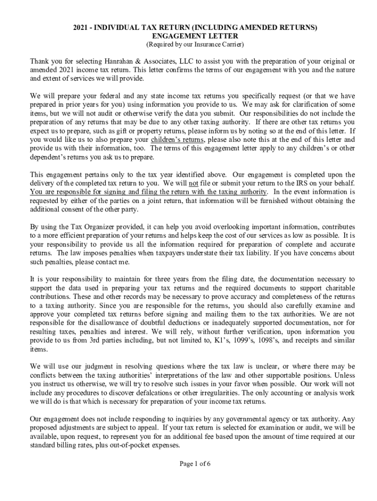 Fillable Online 1040 21 engmnt ltr.doc Fax Email Print - pdfFiller