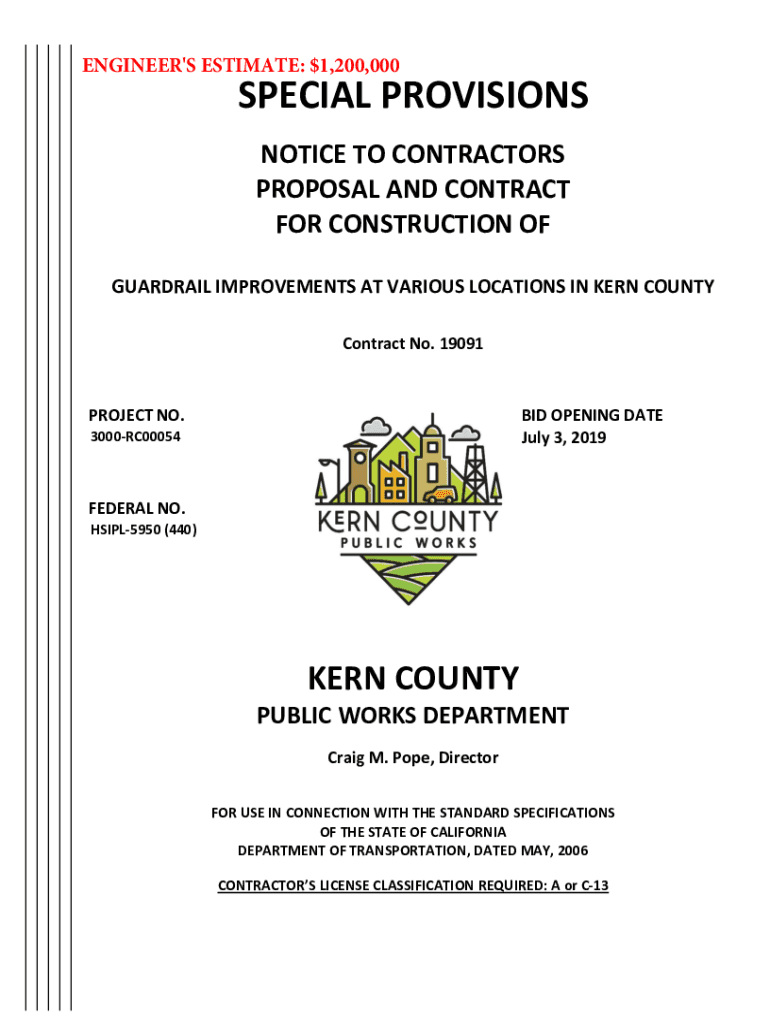 Fillable Online special provisions - notice to contractors proposal and ...