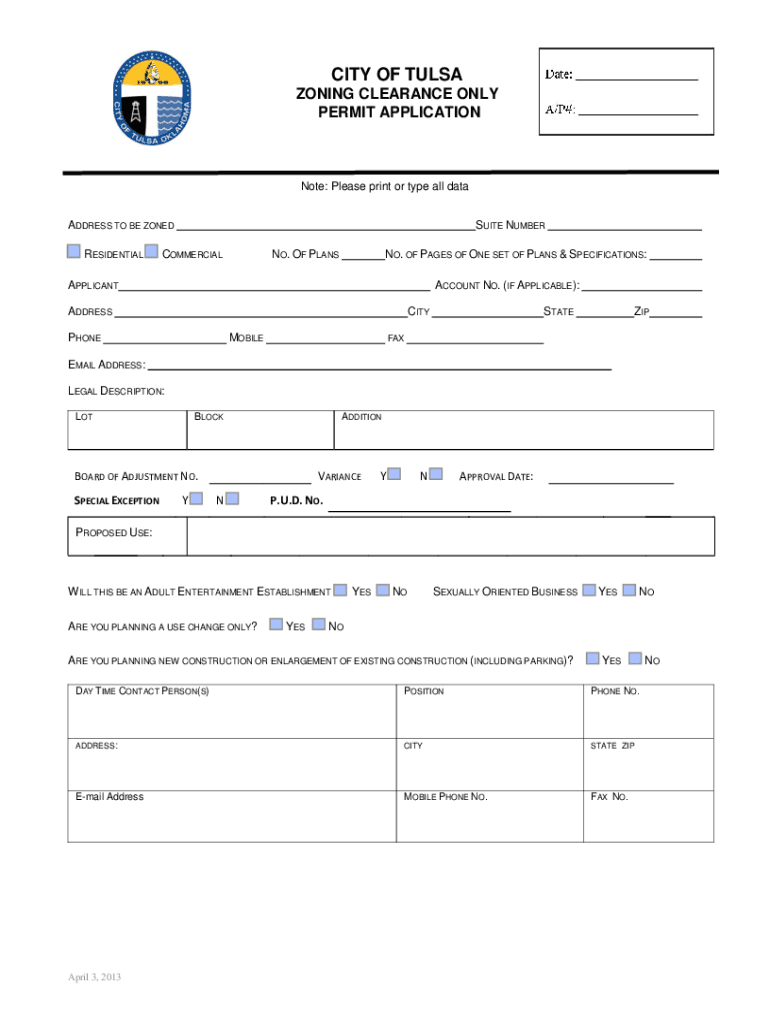 Fillable Online Zoning Clearance Application - Fill Online, Printable, ... Fax Email Print ...