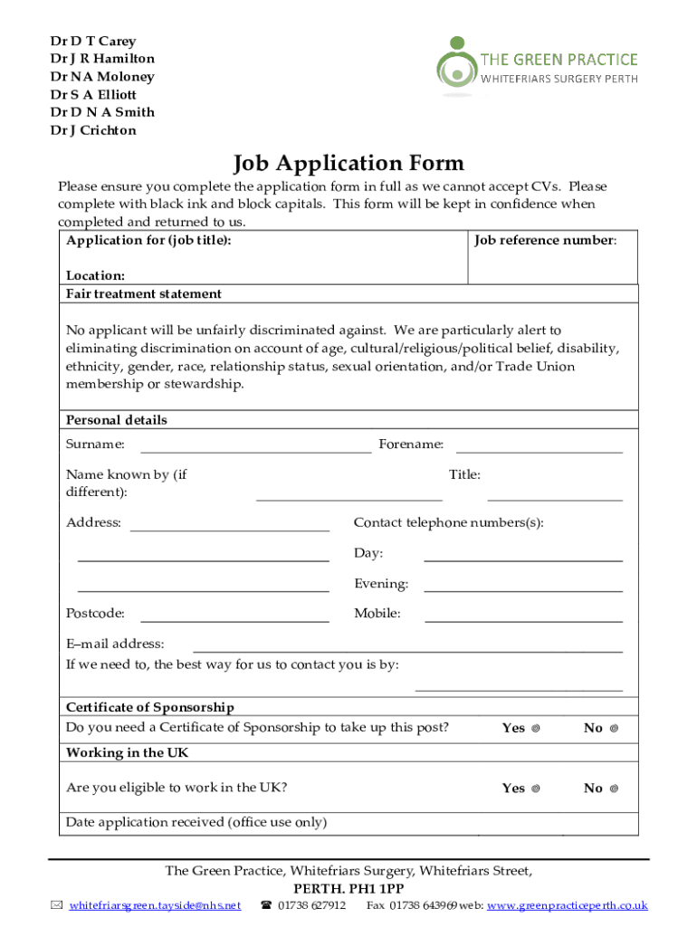 Fillable Online The Bwarwickb School - Job Application Form Fax Email ...