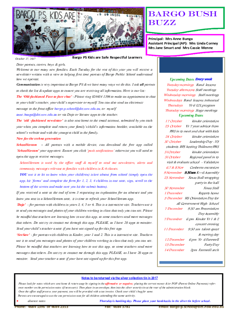 Fillable Online Principal: Mrs Anne Bunga Fax Email Print - pdfFiller