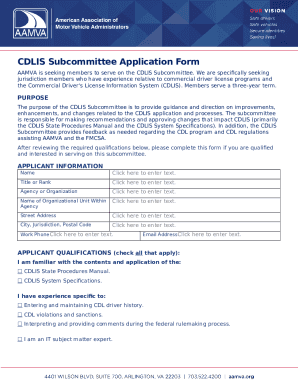 CDLIS Subcommittee Application Doc Template | pdfFiller