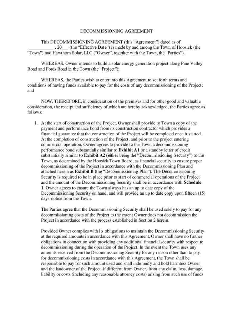 Fillable Online Decommissioning Plan Hawthorn Solar Pine Valley Road ...