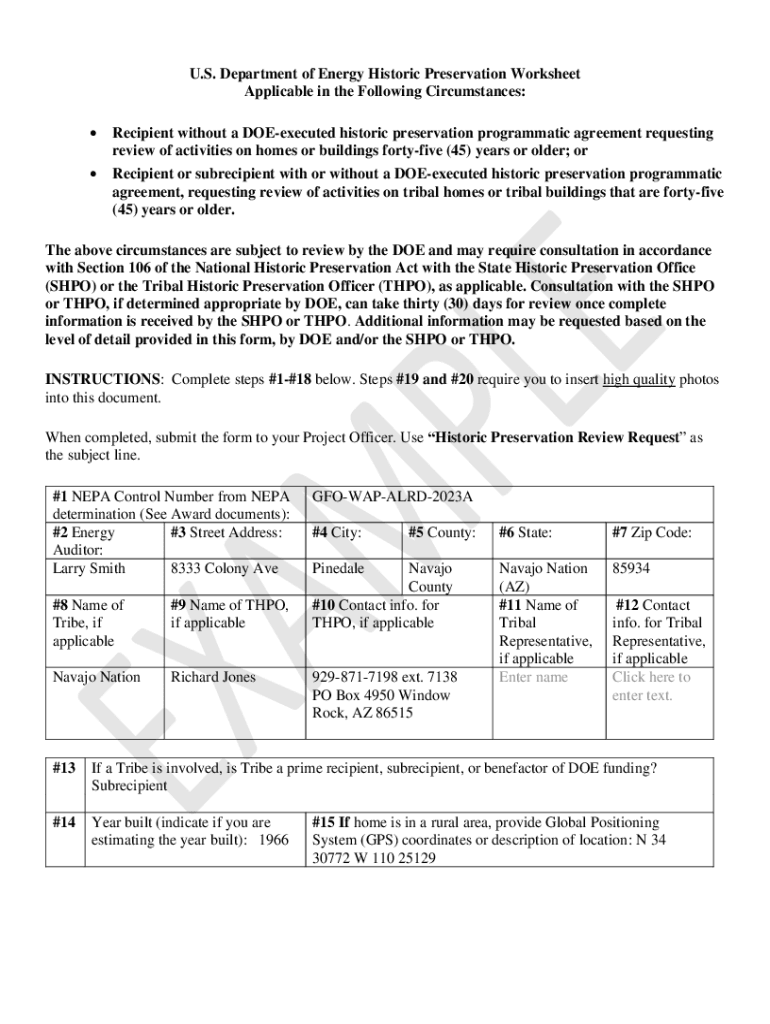 Fillable Online SEP Historic Preservation Worksheet Fax Email Print ...