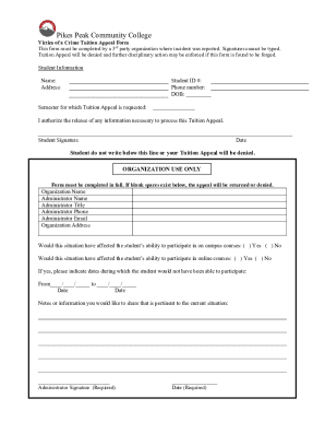 Fillable Online Victim of a Crime Tuition Appeal Form Fax Email Print ...