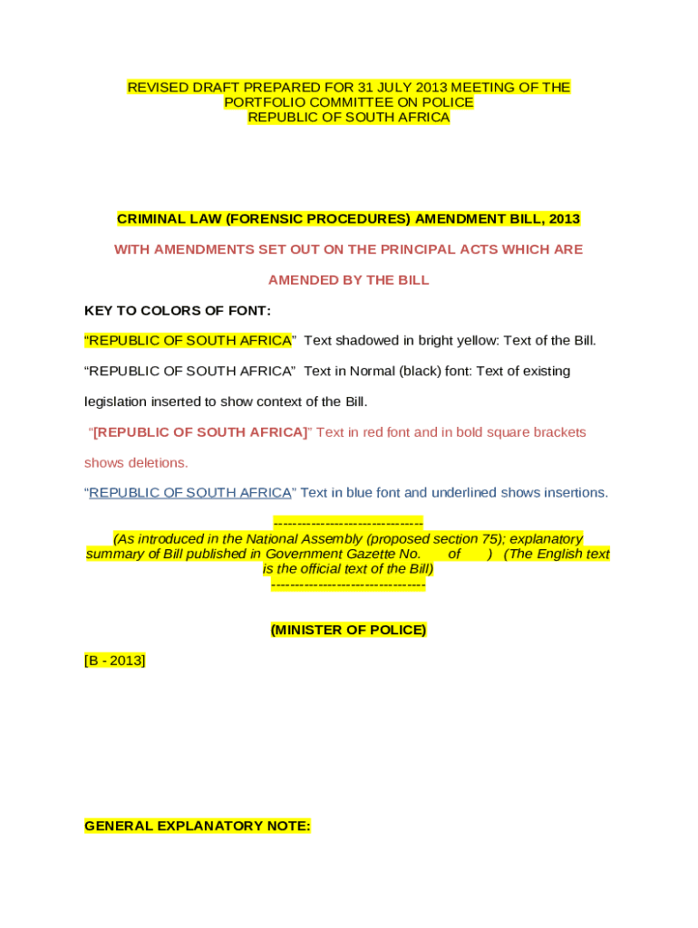 Criminal Law (Forensic Procedures) Amendment Act 37 of ... - pmg org Doc Template | pdfFiller