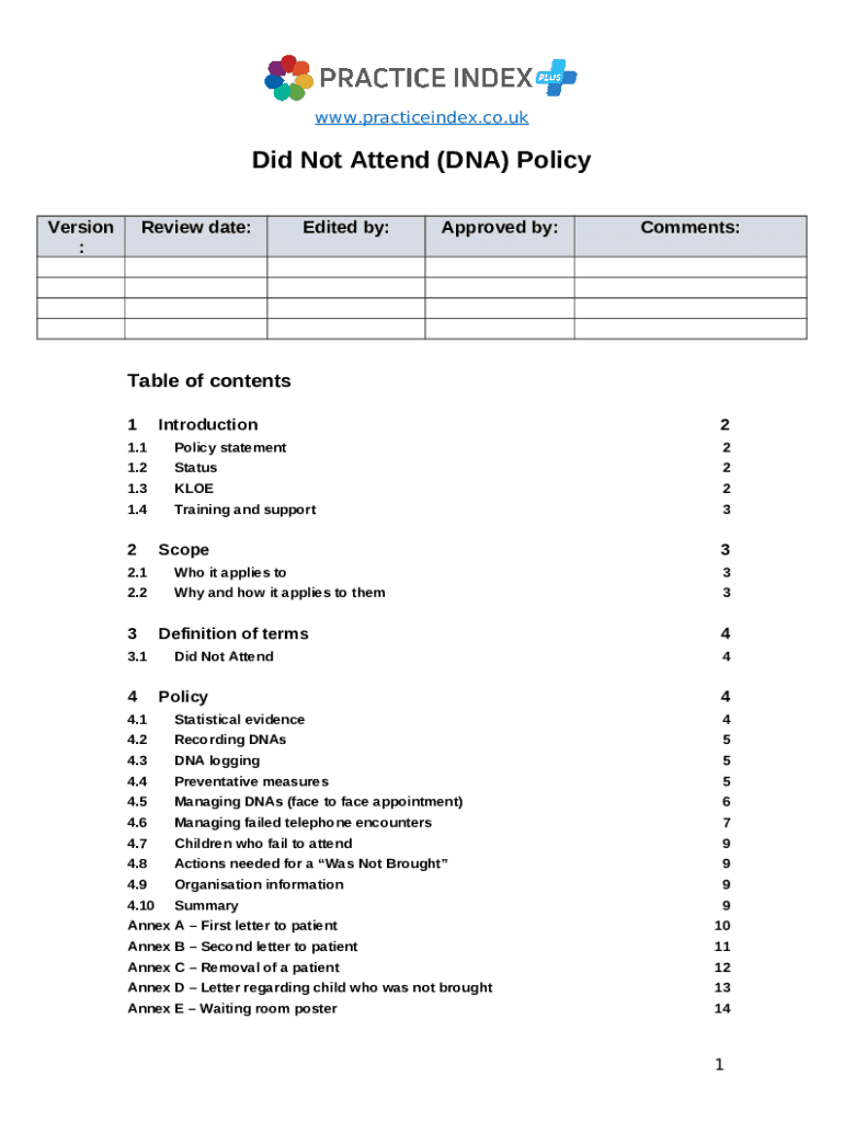 Did Not Attend (DNA)/ Was not brought (WNB), including Did ... Doc ...