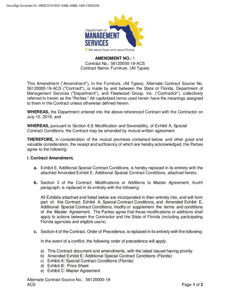 Fillable Online This Amendment (Amendment), to the Furniture, (All ...