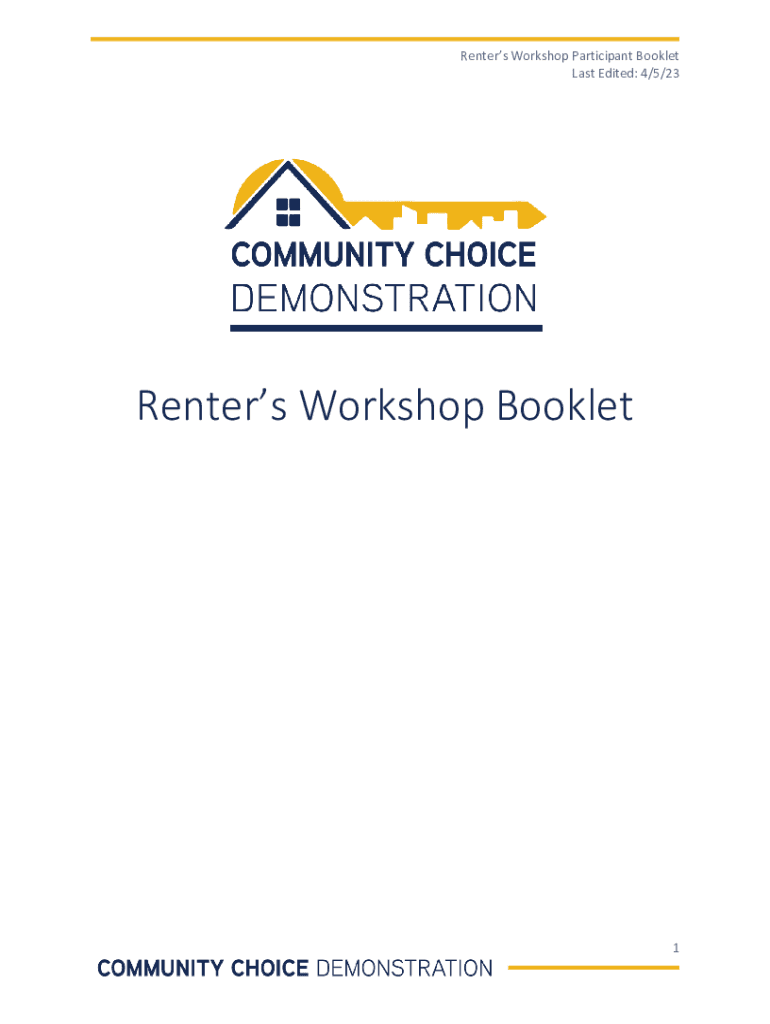 Fillable Online Renter's Workshop Booklet Fax Email Print - pdfFiller