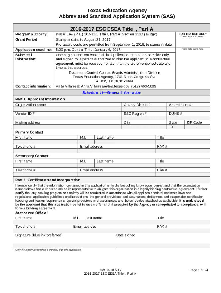 2016-2017 ESC Title I Part A-Basic Services Abbreviated ... Doc ...