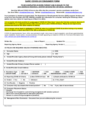 Covid 19 Reporting - San Andreas Regional Center Doc Template | pdfFiller