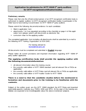 Fillable Online IATF 16949 3rd Party New Auditor Training Fax Email ...