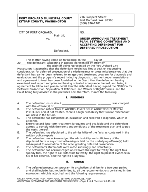 Order Approving Treatment Plan, Setting Conditions and ... Doc Template ...