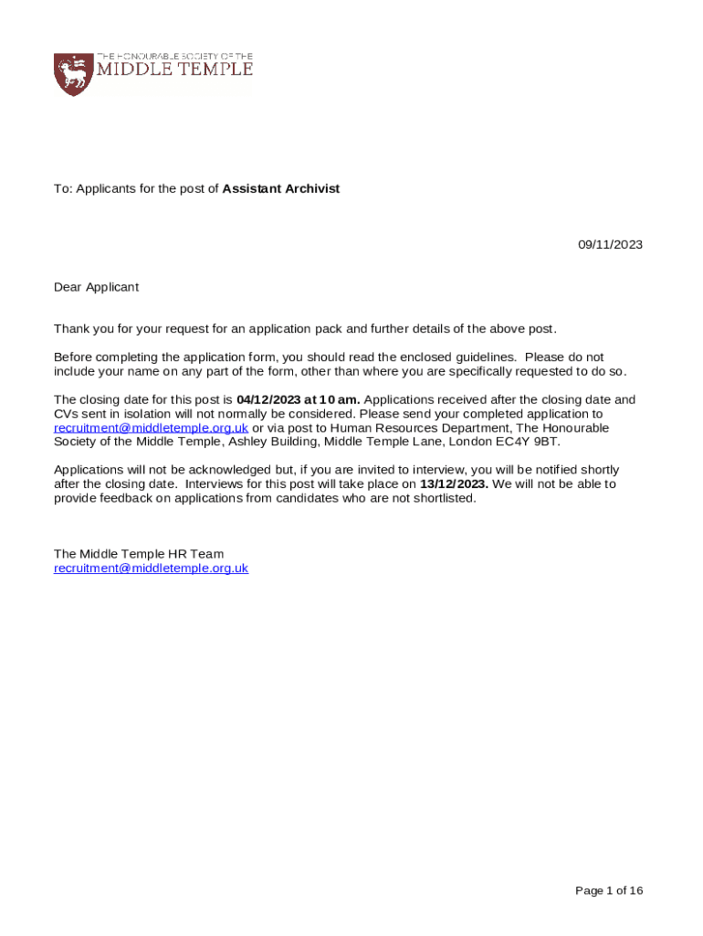 Archivist Cover Letter Example and Template for 2023 Doc Template ...