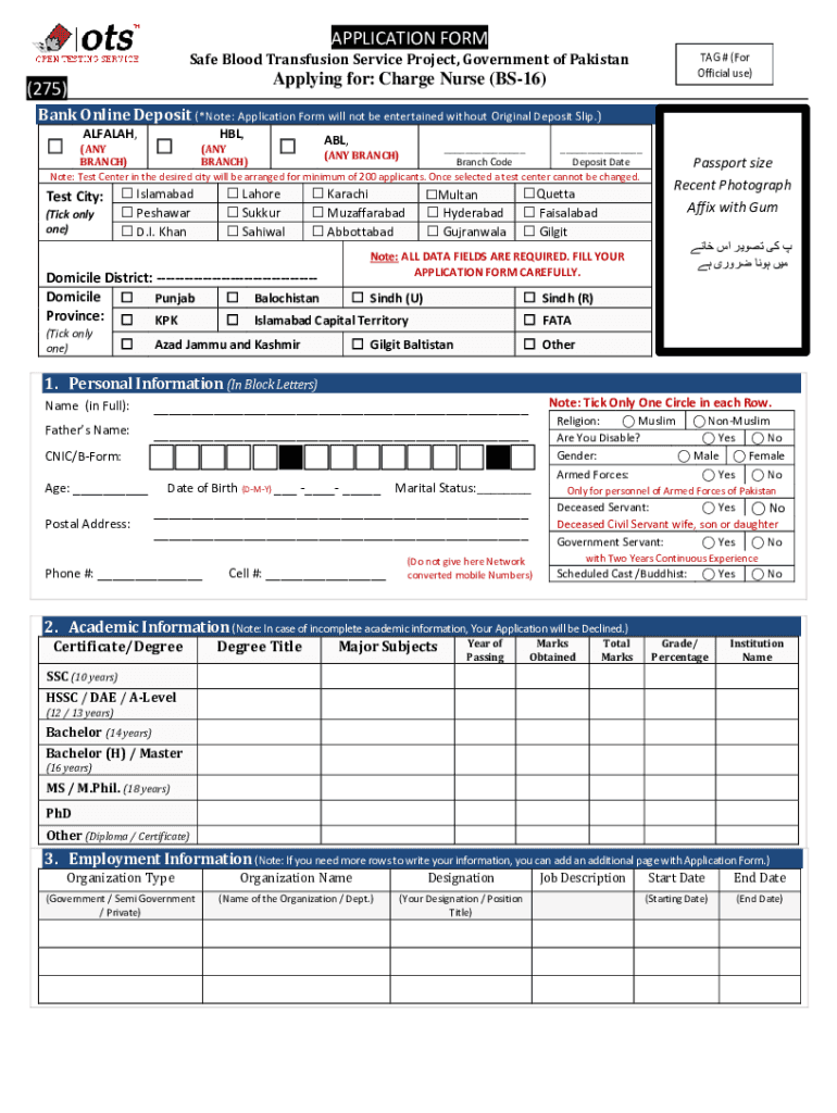Fillable Online APPLICATION FORM (275) Fax Email Print - pdfFiller