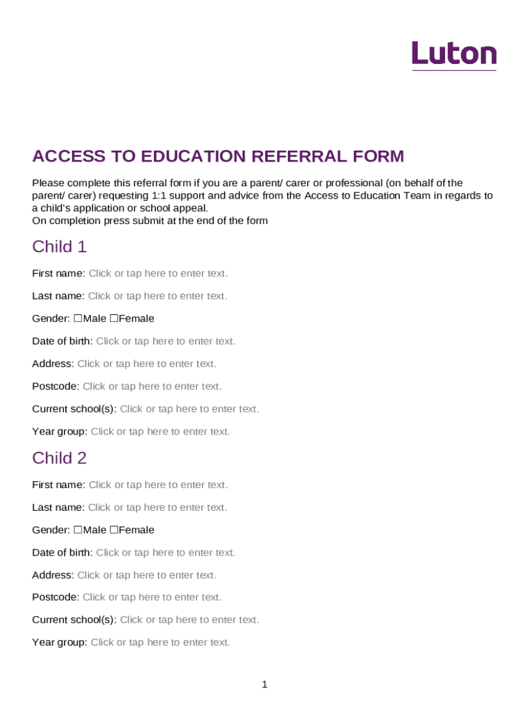 Make a referral to the Early Years Inclusion Pathway ... Doc Template ...