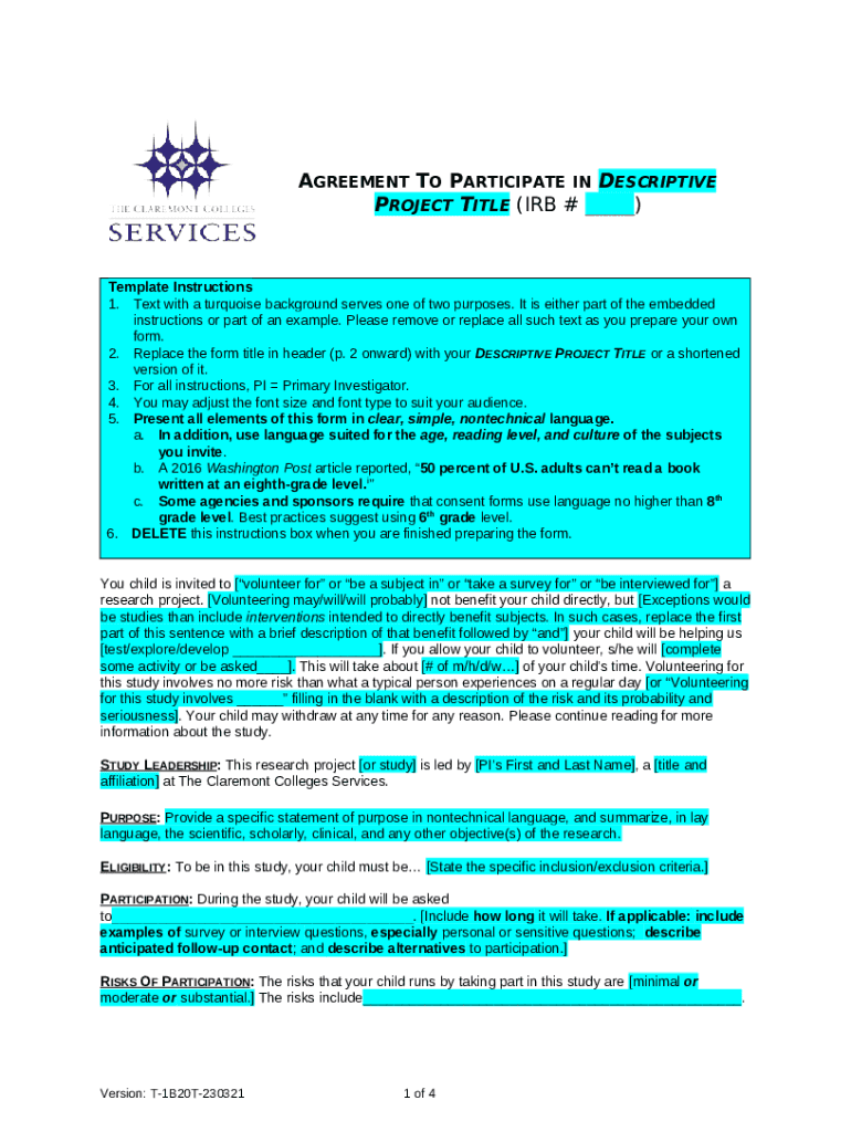TCCS Ined Assent Template w/Embedded Instructions Doc Template | pdfFiller