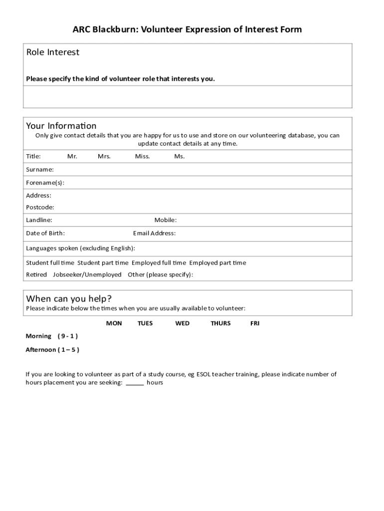 Fillable Online English club refreshments volunteer Fax Email Print - pdfFiller