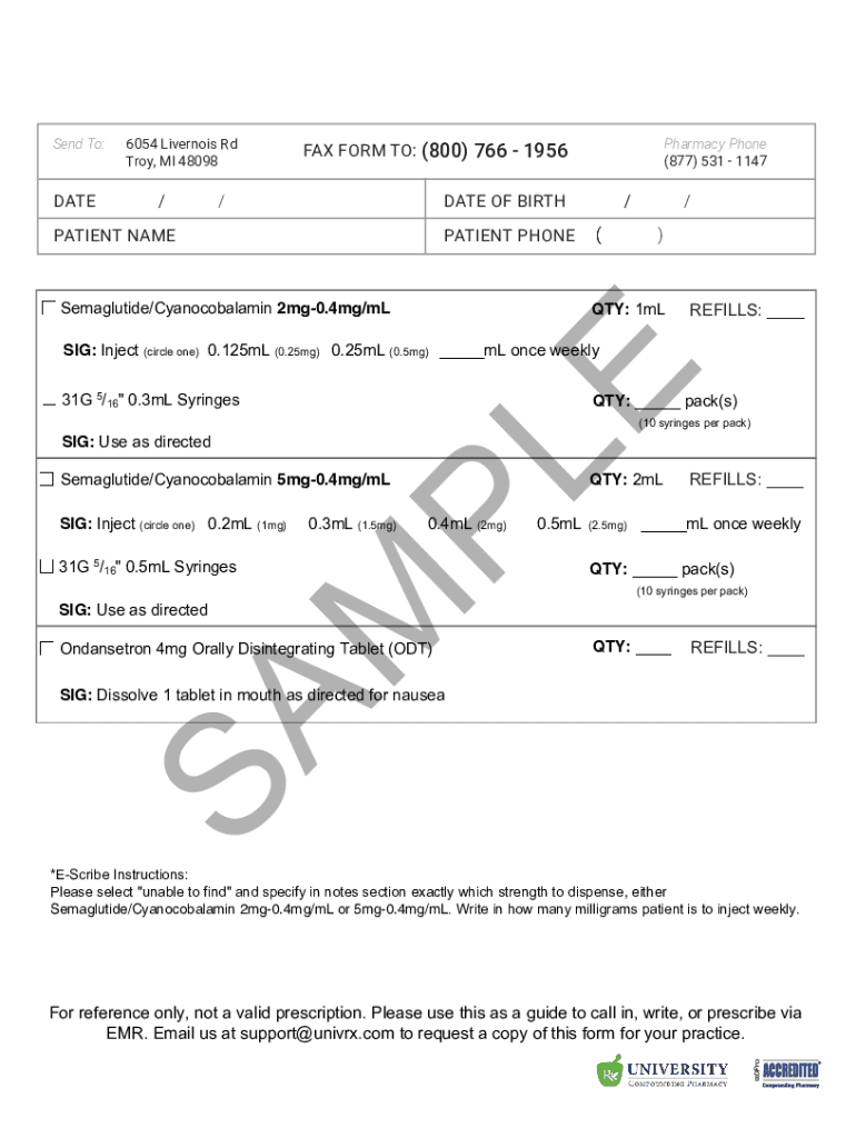 Fillable Online Semaglutide-Sample-Fax-Form.pdf Fax Email Print - pdfFiller