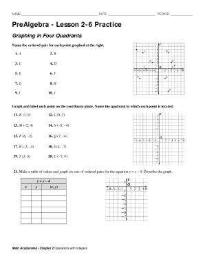 Fillable Online Pre-Algebra 2-6: Graphing in Four Quadrants - YouTube ...