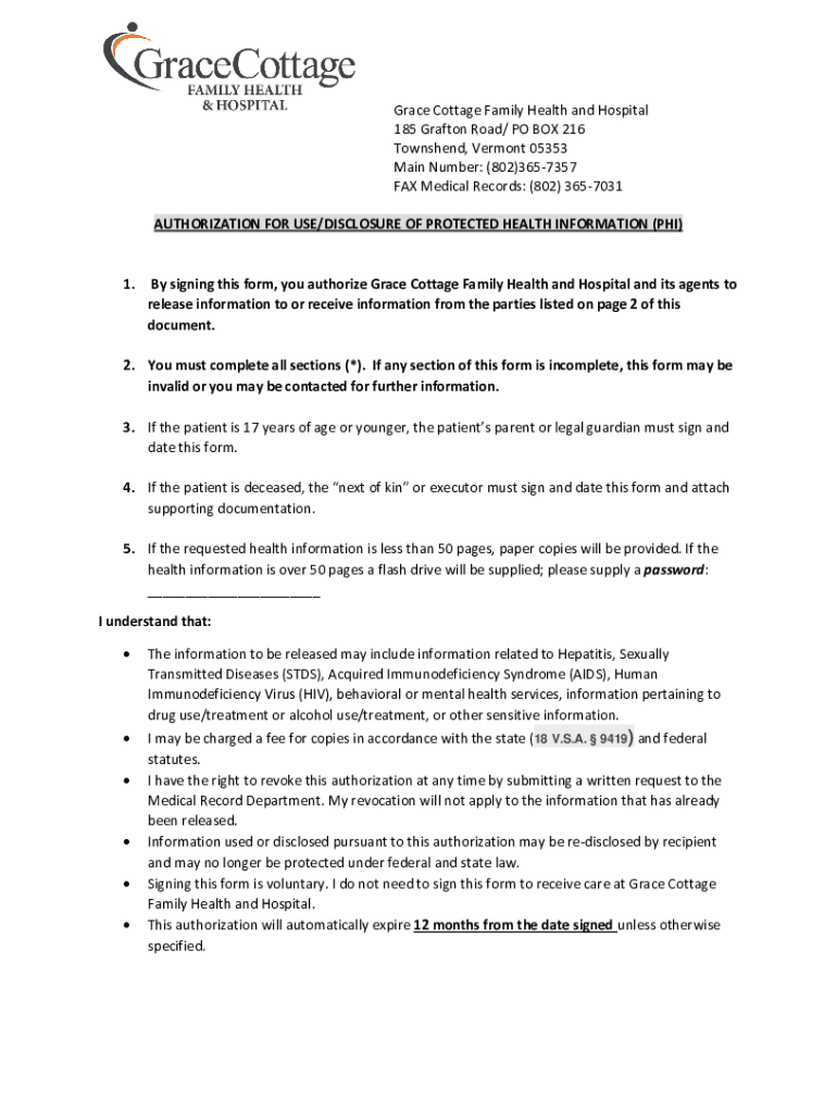 Fillable Online Grace Cottage Hospital: Welcome Fax Email Print - pdfFiller