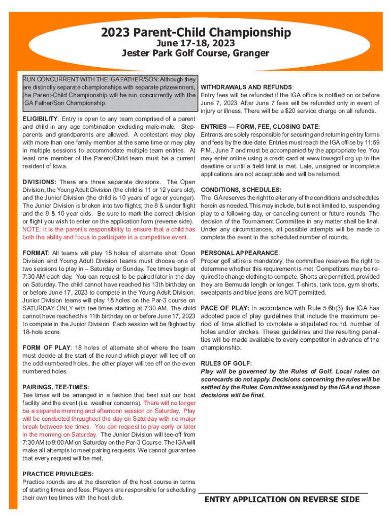 Fillable Online IGA Father-Son & Parent-Child Championship Fax Email Print - pdfFiller