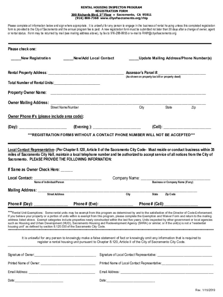 Fillable Online Rental Housing Inspection Program - Code Enforcement ...