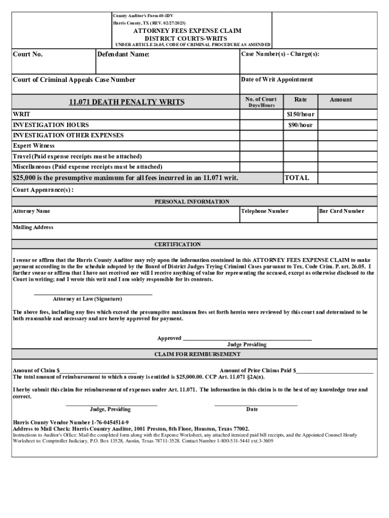 Fillable Online Tidc Tamu Attorney Fees Expense Claim District Courts fillable-online-tidc-tamu-attorney-fees-expense-claim-district-courts