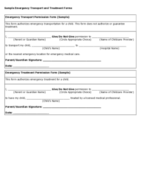 Fillable Online Sample Emergency Transport and Treatment Forms Fax ...