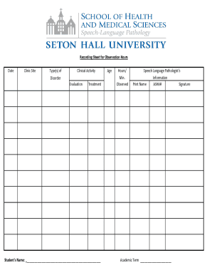 Fillable Online Clinical Observation Hours: Record Form Student Name ...