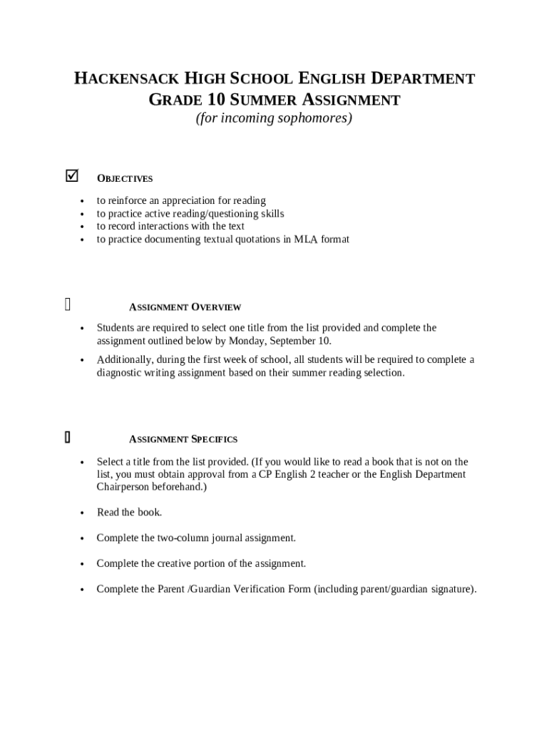 hackensack high school english department sophomore ... Doc Template ...
