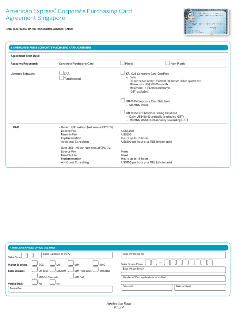 Fillable Online American Express Corporate Purchasing Card Agreement ...