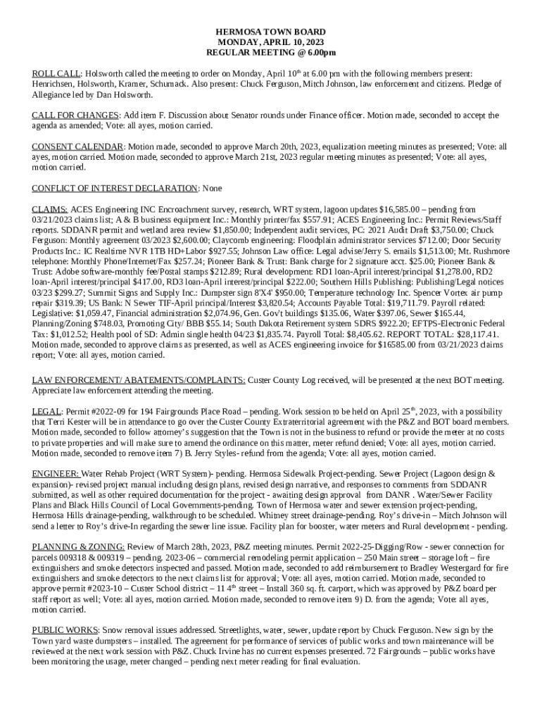 00 pm with the following members present: Henrichsen, Holsworth, Kramer ...