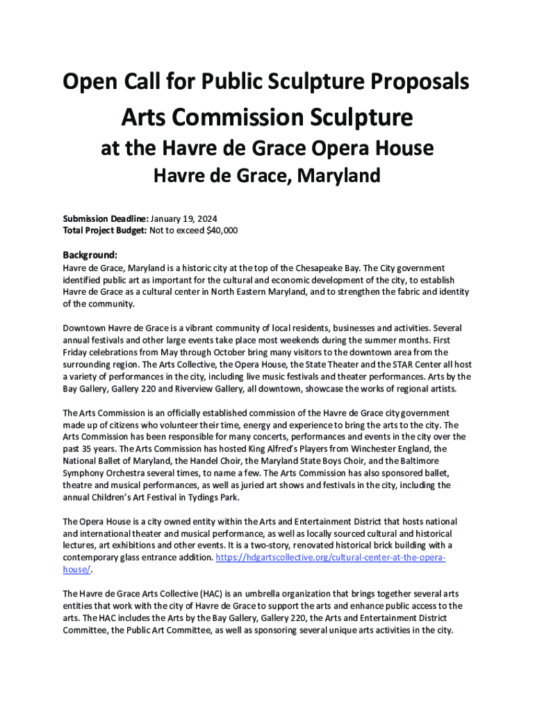 Fillable Online HdG Art Commission Sculpture Call for Entries Revised ...