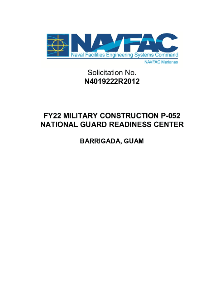 Fillable Online USA Govt Tender for Fy22 Milcon P-052 National Guard ... Fax Email Print - pdfFiller