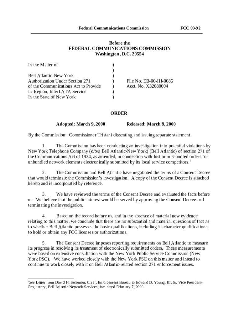 Application by Bell Atlantic New York for Authorization ... - transition fcc Doc Template ...