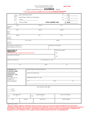 Fillable Online request for certified copy of divorce record Fax Email ...