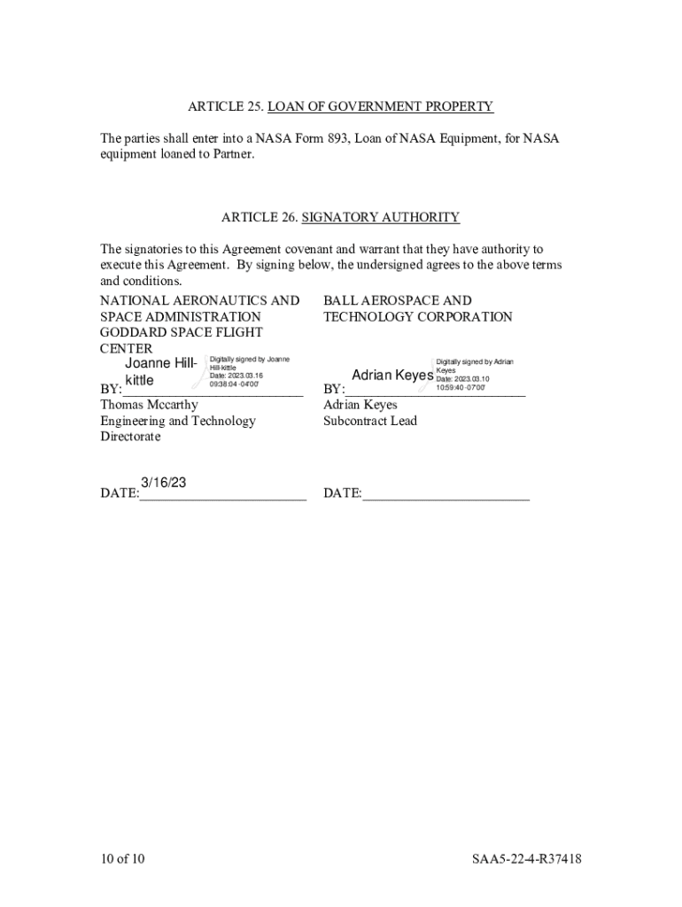 Fillable Online reimbursable space act agreement Fax Email Print - pdfFiller