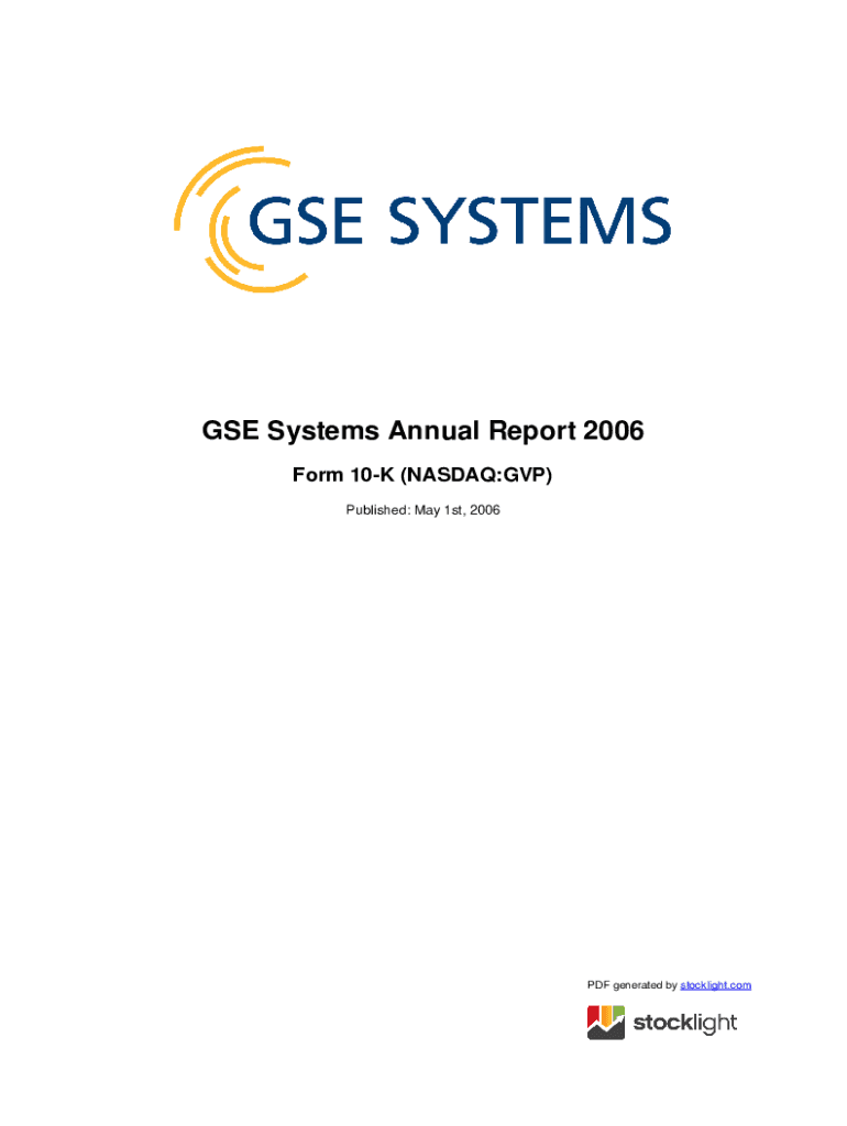 Fillable Online Gse Systems Inc (GVP) SEC Filing 10-K Annual Report ...
