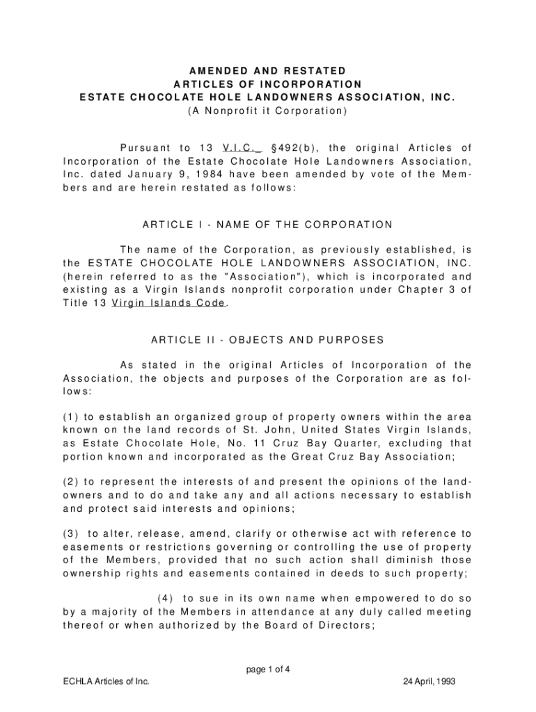 Fillable Online AMENDED ARTICLES OF INCORPORATION. Articles of ...