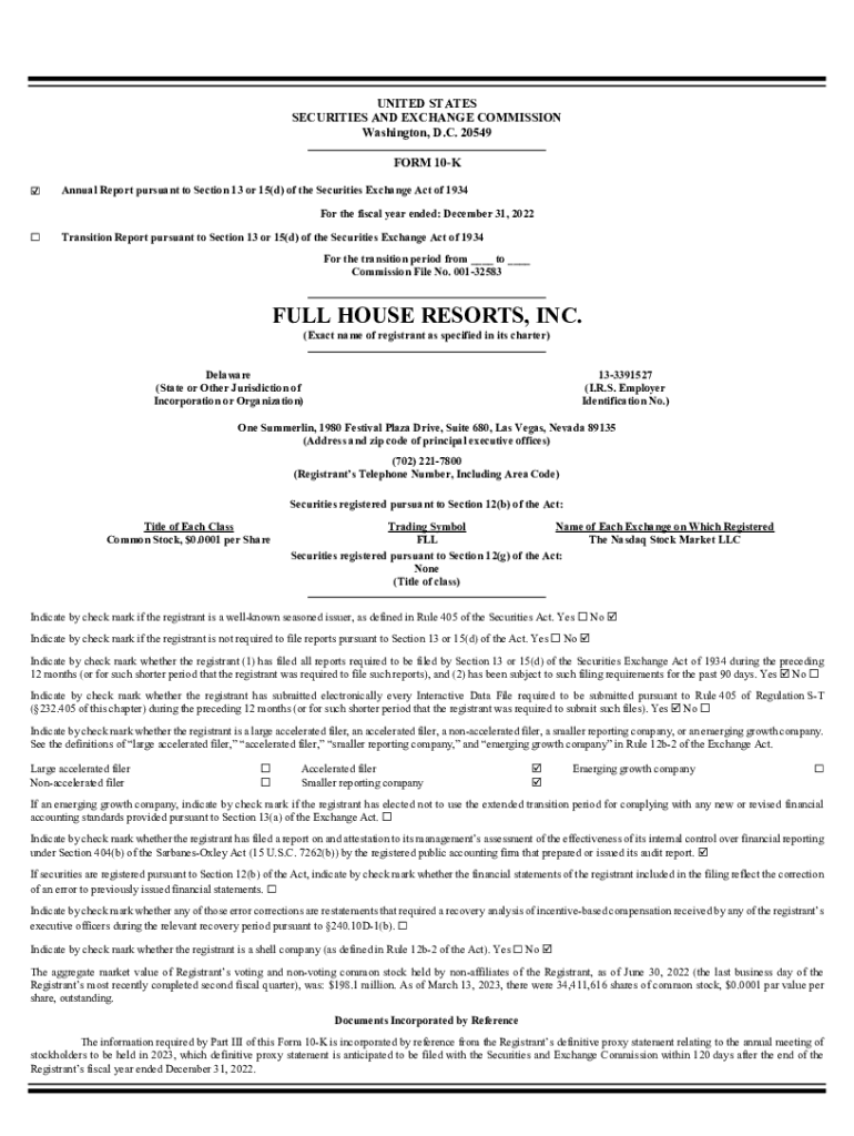 Fillable Online FULL HOUSE RESORTS, INC. - cloudfront.net Fax Email Print - pdfFiller