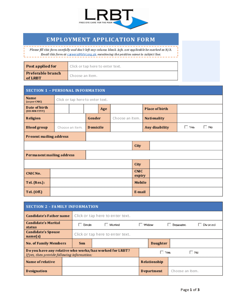 Fillable Online Please fill this form carefully and dont left any ...