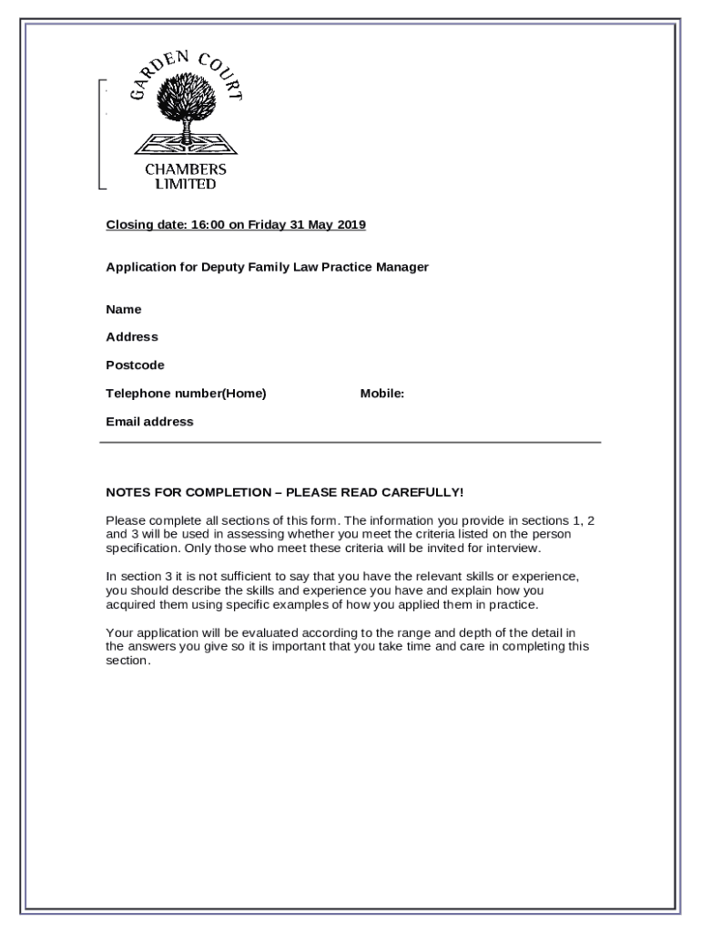 Family 3 rd Six Pupillage Application Doc Template | pdfFiller