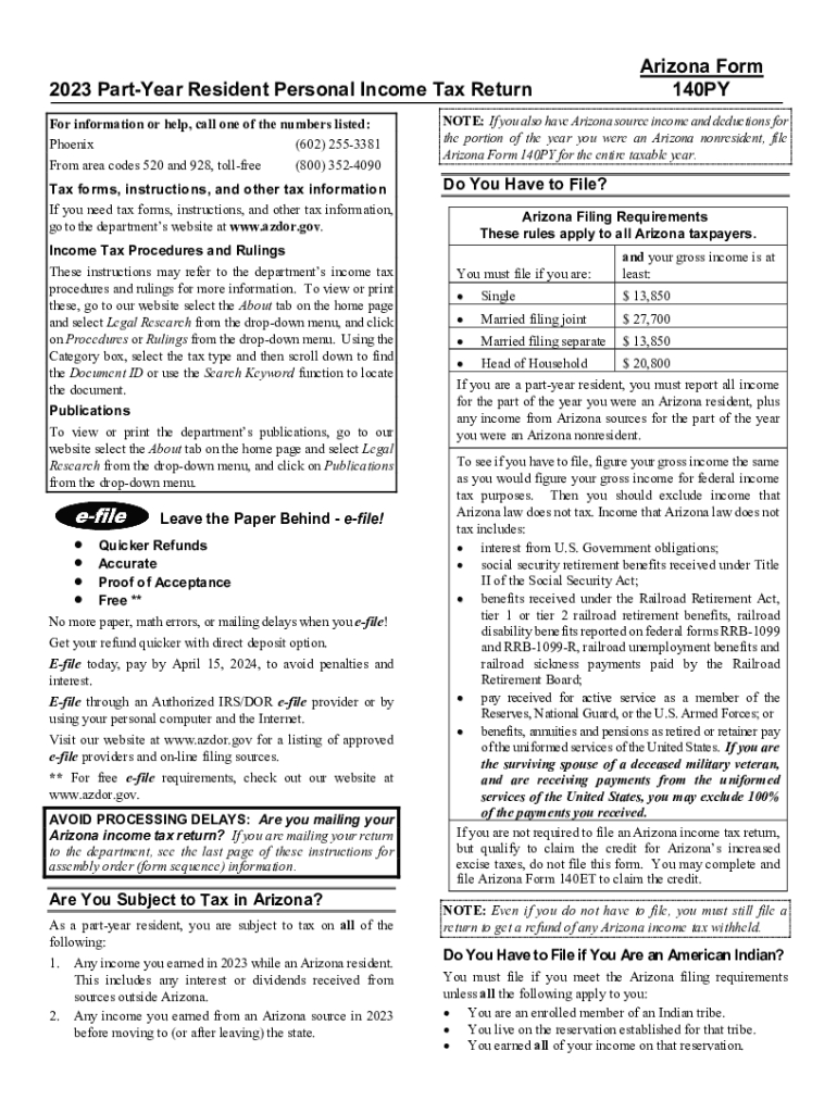 Fillable Online Part-Year Resident Personal Income Tax Form -- Fillable ...