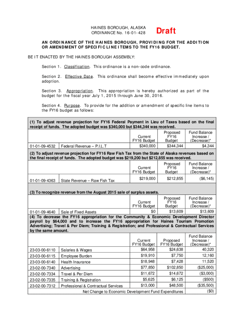 Fillable Online Ordinance TableHaines Borough Code Fax Email Print ...