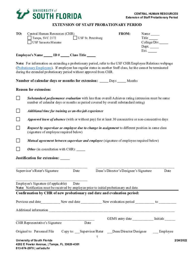 Fillable Online Probationary Periods and Regular StatusExtending the ...