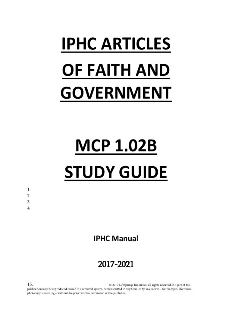 Fillable Online IPHC ARTICLES OF FAITH AND GOVERNMENT MCP ... Fax Email ...