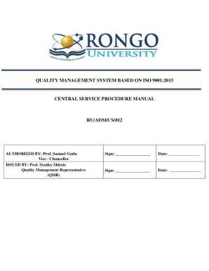 Fillable Online QUALITY MANAGEMENT SYSTEM BASED ON ISO 9001:2015 Fax ...