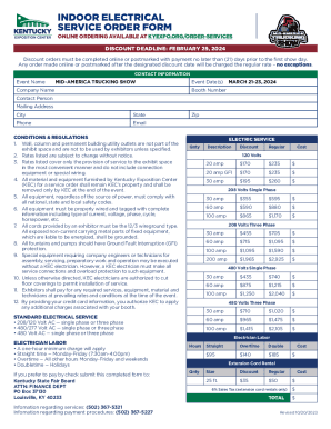 Fillable Online Electrical Order Form Booth Diagram Required Fax Email ...
