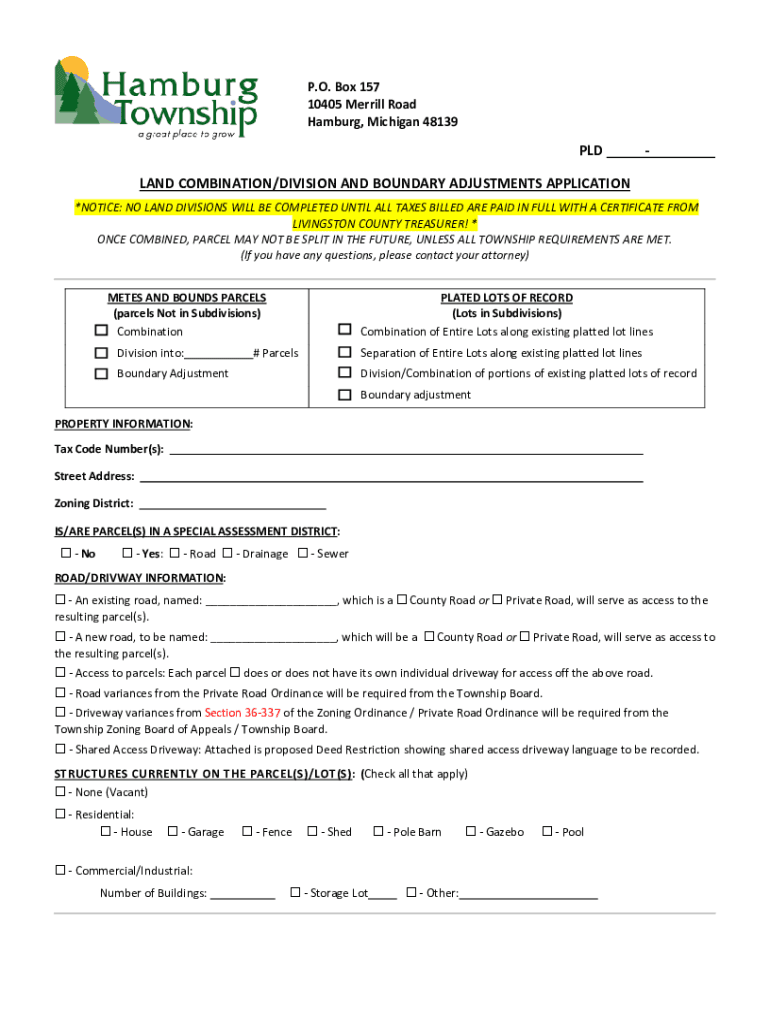 Fillable Online land combination/division and boundary adjustments ...